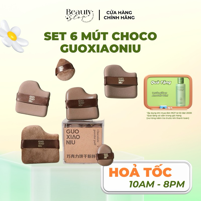 (HOẢ TỐC) Set 6 Bông Mút, Bông Phấn GUOXIAONIU Chocolate Powder Puff ...