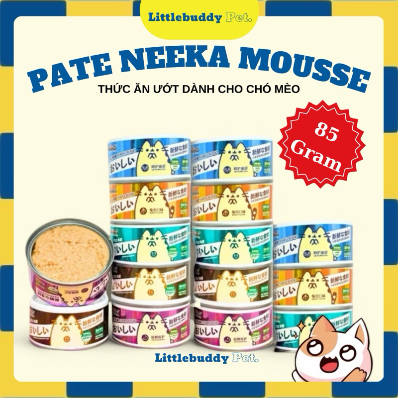 Pate cho mèo NEEKA SPECIAL dạng mousse & gravy lon 85g, Pate Neeka cho mèo 8 vị thịt dạng đặc ...