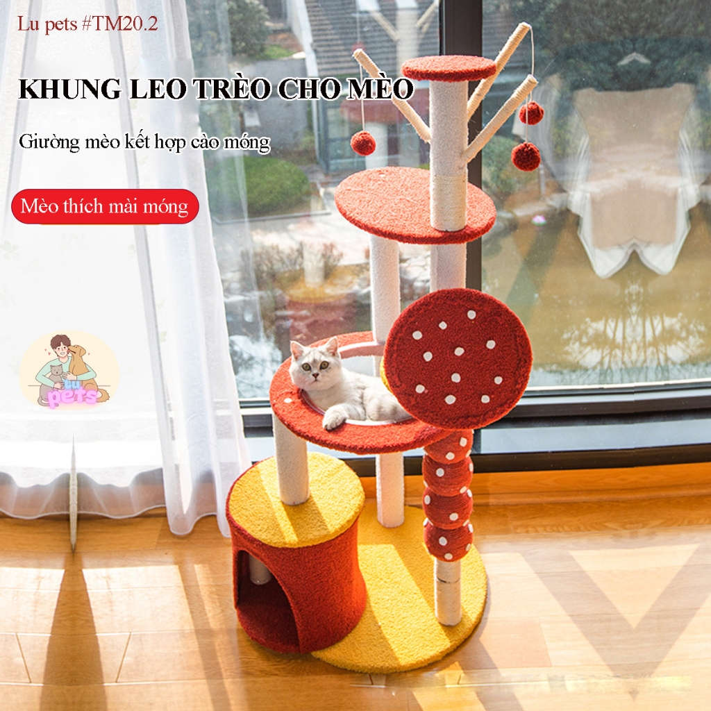 Khung leo trèo cho mèo thông minh 6 tầng đa năng kèm giường mèo và trụ ...