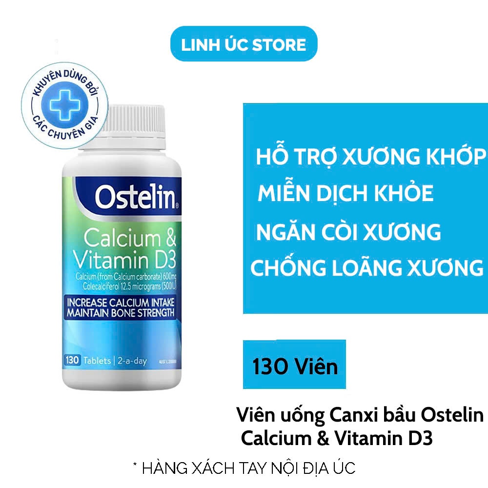 Viên uống Canxi bầu Ostelin Calcium & Vitamin D3 Úc Bổ Sung Canxi Và Vitamin D3 Cho Mẹ Bầu 130 ...
