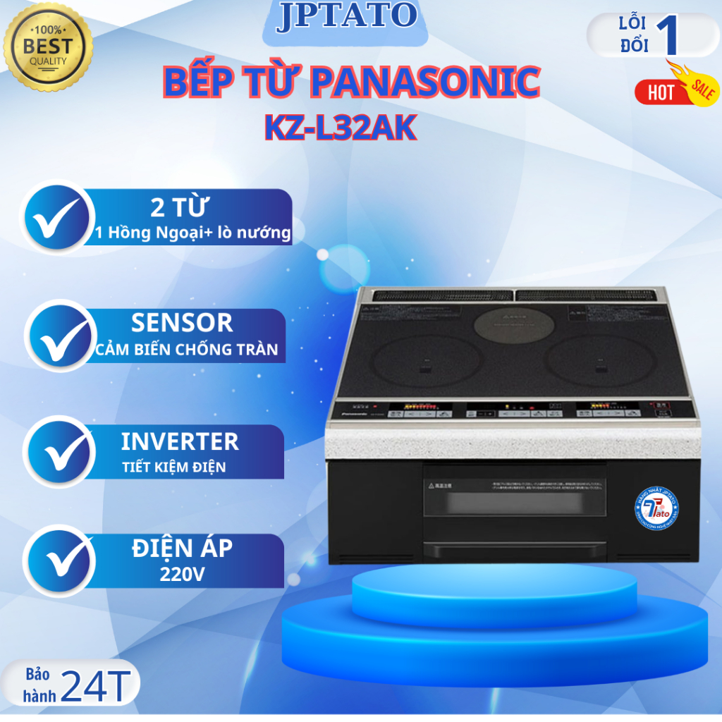 Bếp từ JPTATO Panasonic KZ-L32AK mới nhất 2024 2 vùng từ 1 hồng ngoại 1 lò nướng | Shopee Việt Nam