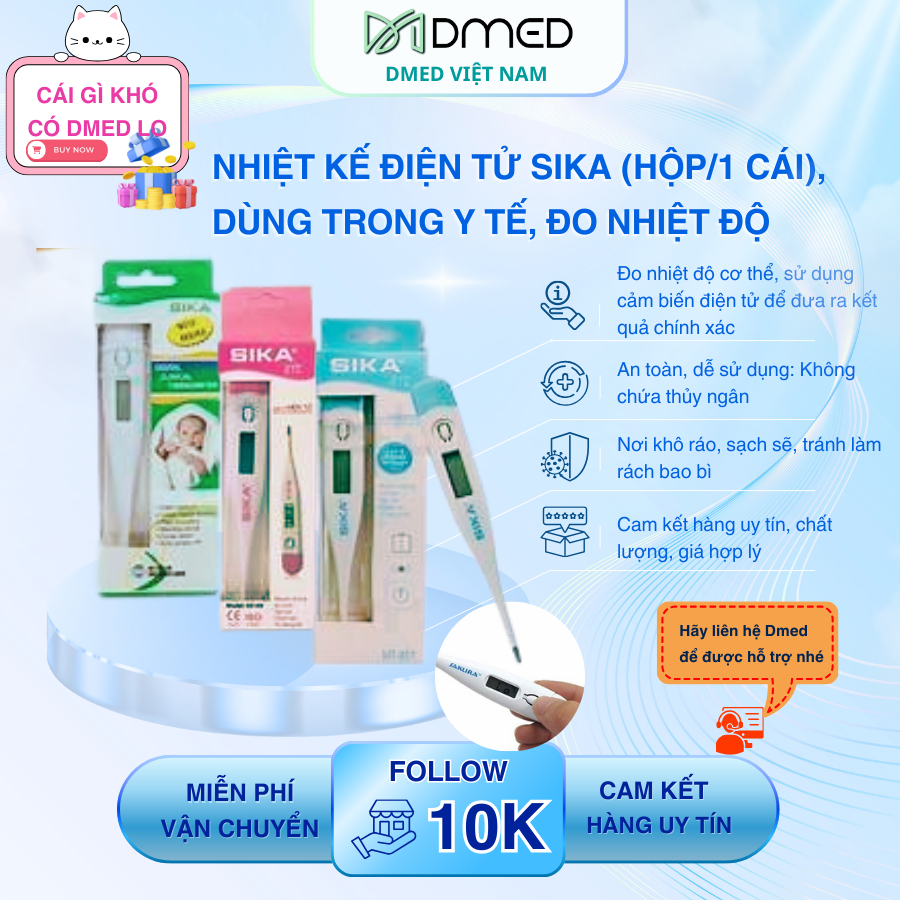 nhiệt kế điện tử sika (cái) (màu ngẫu nhiên), Dmed (Vật Tư Y Tế Đức MInh) Cam Kết Uy Tín ...