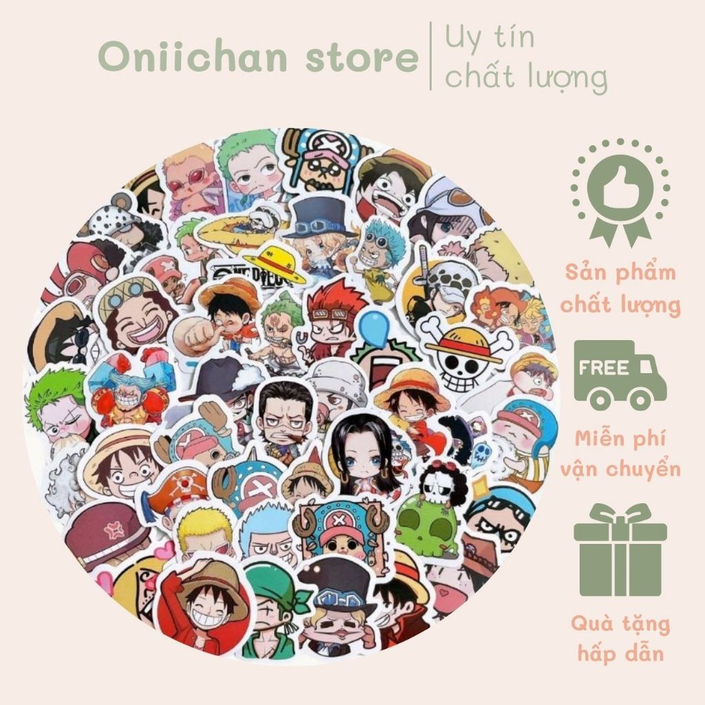 60 sticker one piece luffy chibi cute nhiều màu hình dán trang trí điện ...