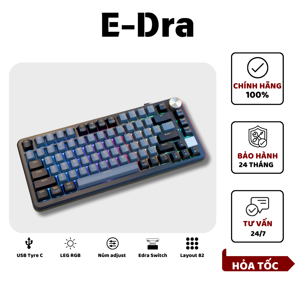 Bàn phím cơ cao cấp EDRA EK375MS _ FPS (Switch EDRA / Rapid Trigger ...