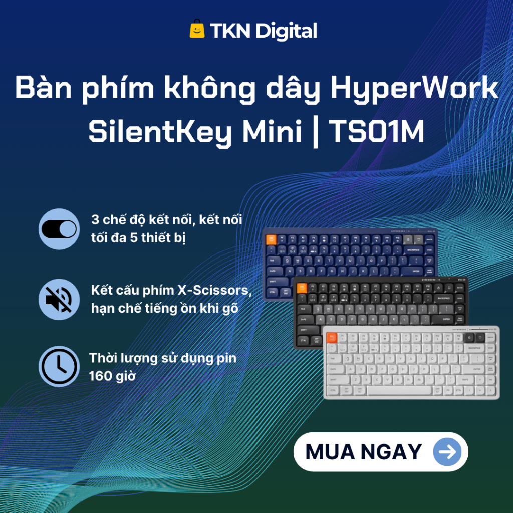 Bàn phím không dây HyperWork SilentKey Mini | TS01M - Hàng Chính Hãng ...