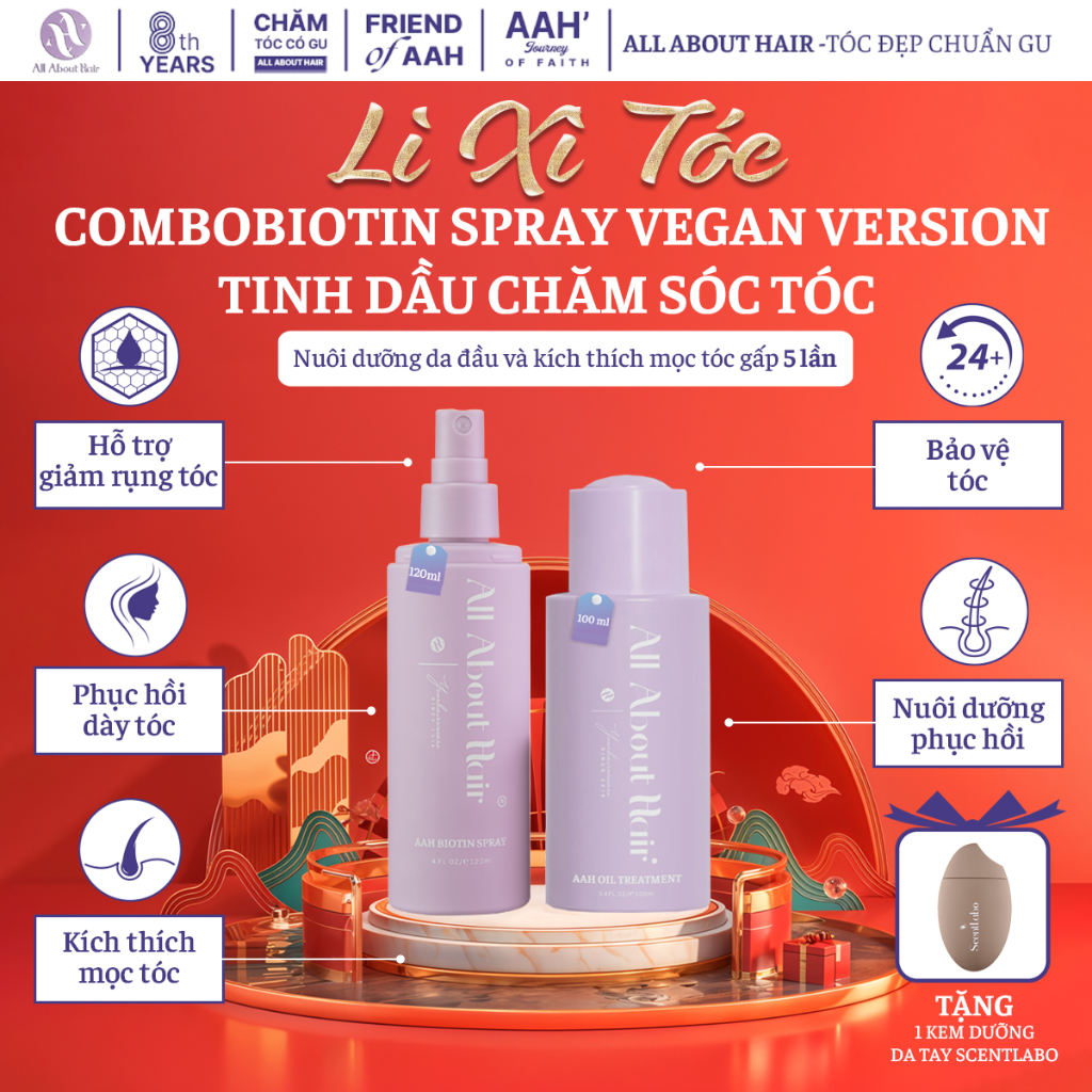 AAH Combo 2SP Kích Mọc Tóc (Tinh dầu Ủ & Xịt Dưỡng )- ALL ABOUT HAIR ...