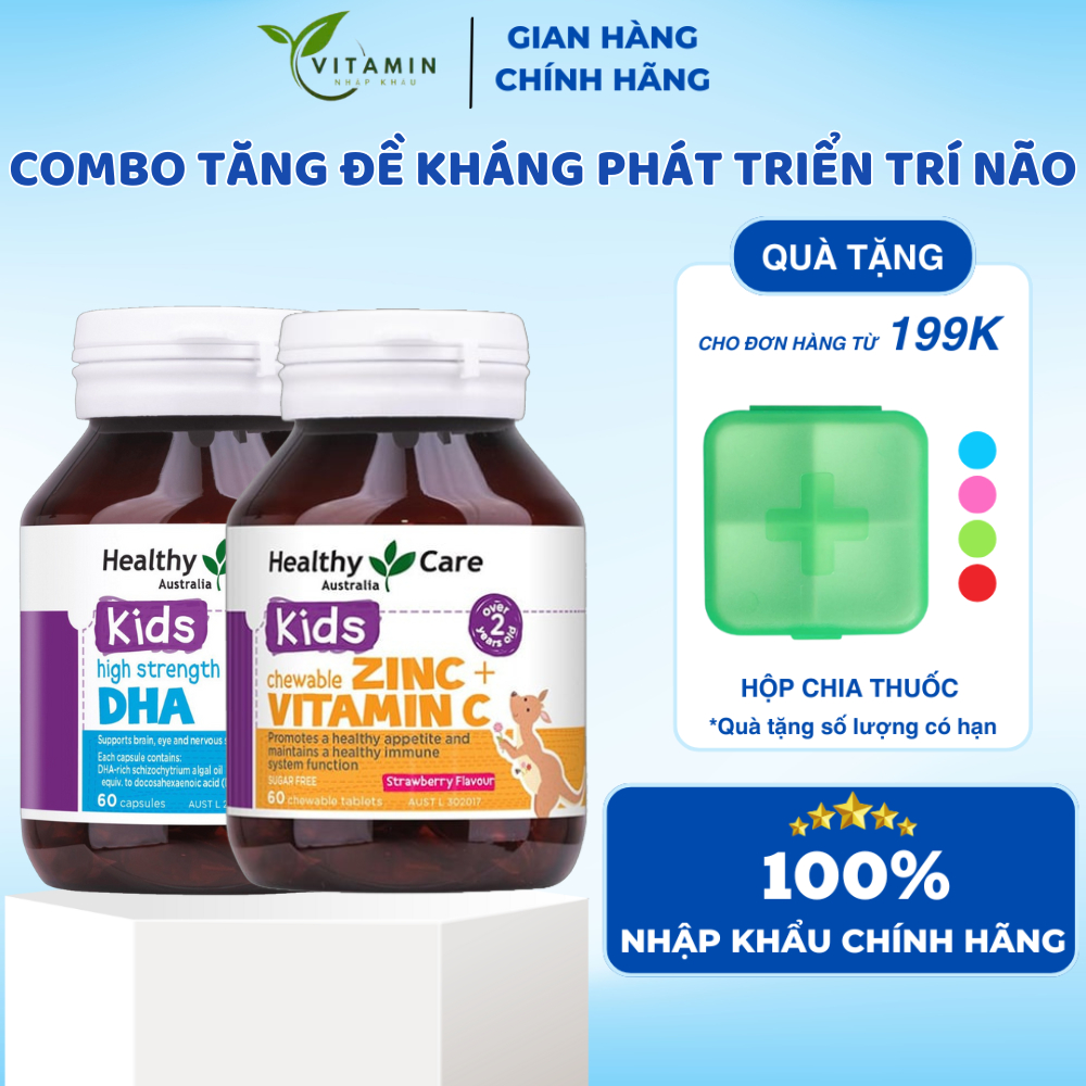 [COMBO] Bộ đôi Healthy Care Kids DHA Và Kẽm & Vitamin C Tăng Đề Kháng ...