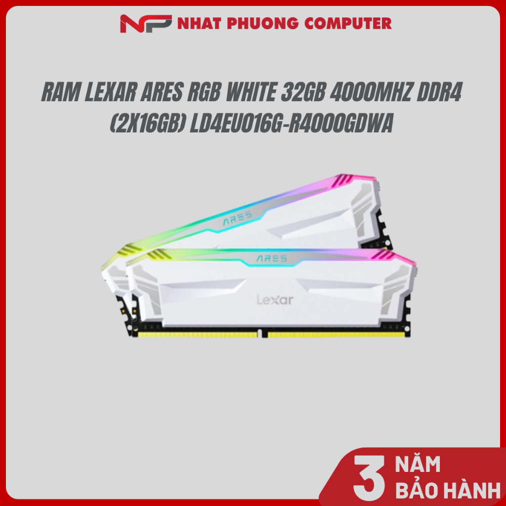 Ram PC Lexar ARES RGB White 32GB 4000MHz DDR4 (2x16GB) LD4EU016G ...