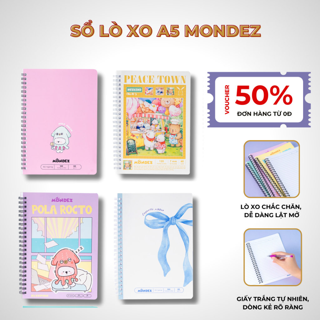 Sổ Lò Xo Kẻ Ngang A5 120 Trang MONDEZ, Sổ Tay Lò Xo Dùng Ghi Chép Tiện ...
