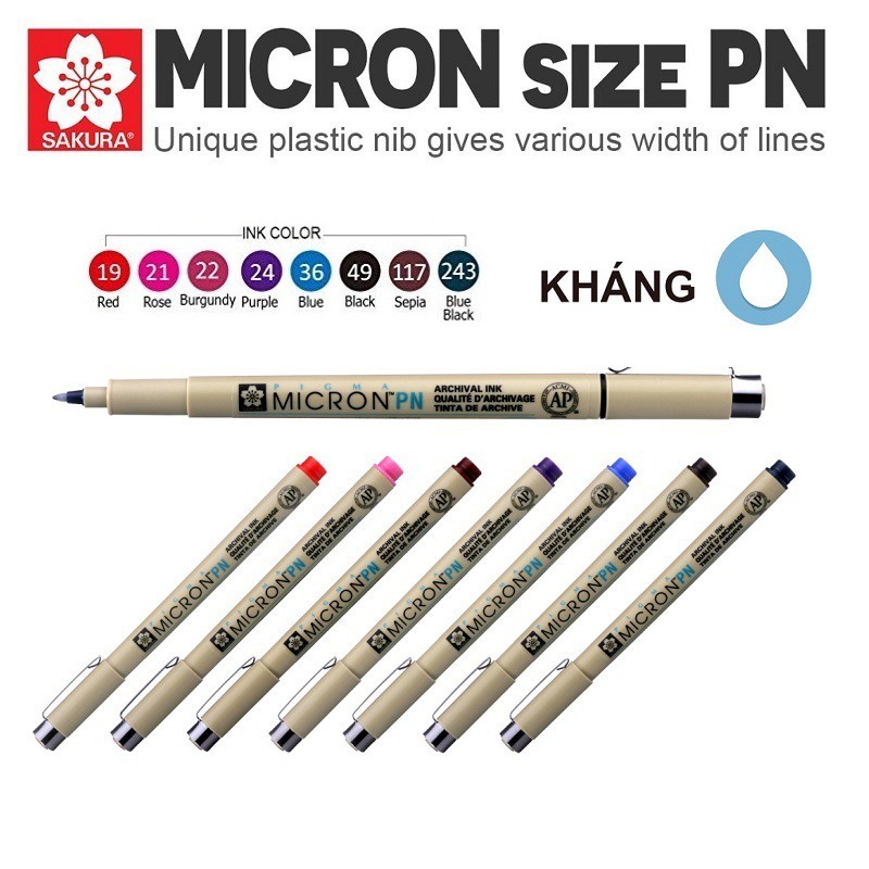 [DA ĐEN] Bút Line Màu Micron Sakura Pigma Size PN (Ngòi Nhựa) | Shopee ...