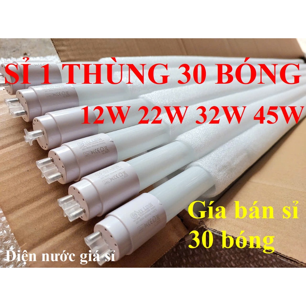 Bán sỉ 1 thùng 20-30 đèn led tuýp 0,6m 1m2 công suất 12W 22W 32W 45W ánh sáng trắng. | Shopee ...