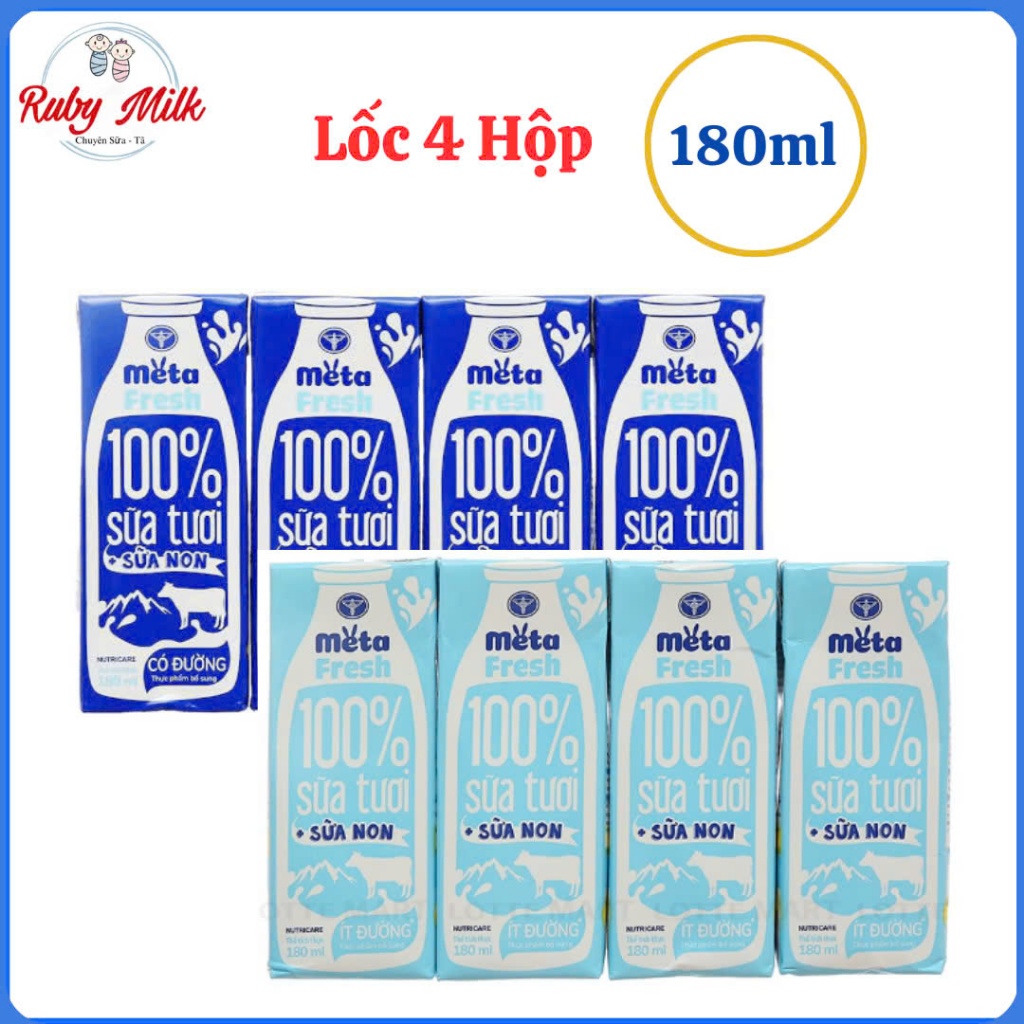 Lốc Hộp Sữa Tươi Nutricare META FRESH 180ml Sữa Tươi Tiệt Trùng Bổ Sung ...