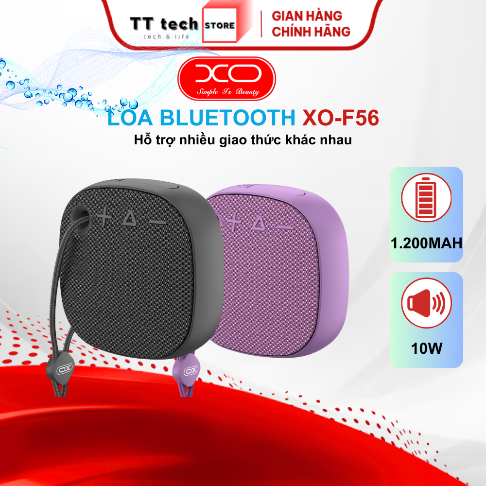 Loa bluetooth XO-F56, pin 1.200mAh mạnh mẽ, công suất 10W, hỗ trợ nhiều giao thức khác nhau ...