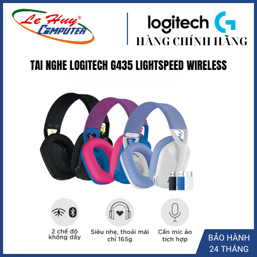 Tai Nghe Gaming không dây Logitech G435 LightSpeed Wireless Black - Hàng chính hãng | Shopee ...