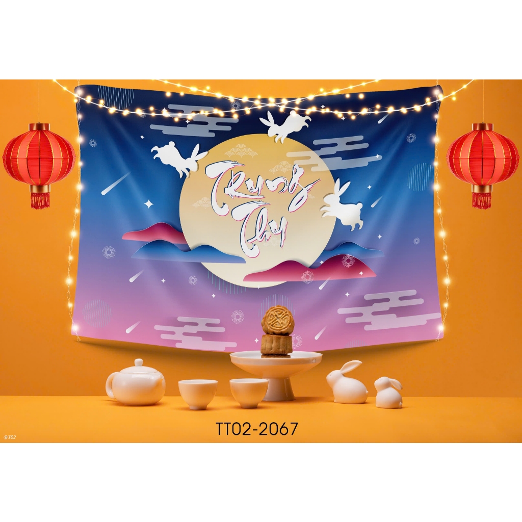 (Tặng đinh móc+keo dán) Phông nền, tranh vải treo tường, backdrop Tết ...