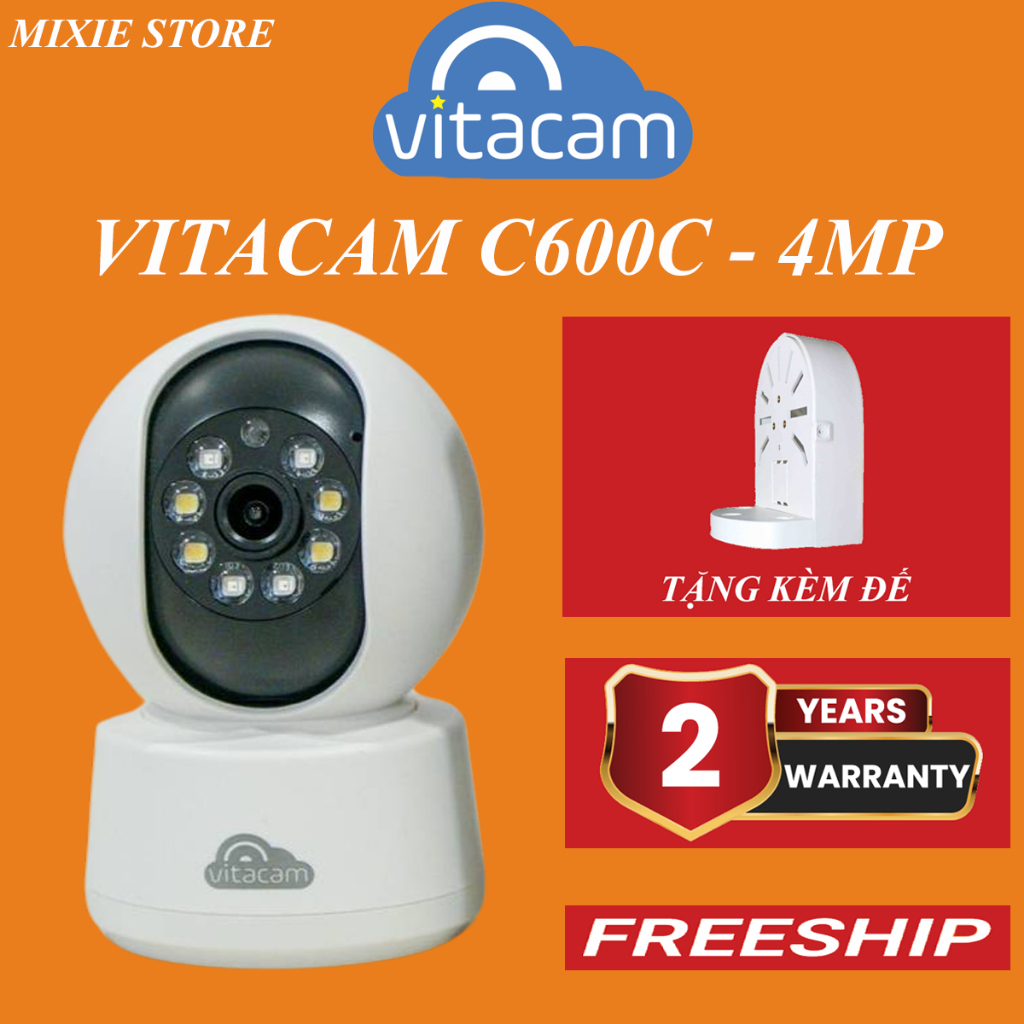 ( TẶNG CHÂN ĐẾ) Camera Wifi VITACAM C600C - 4MP 2K Mẫu Mới 2023 - BH 2 ...