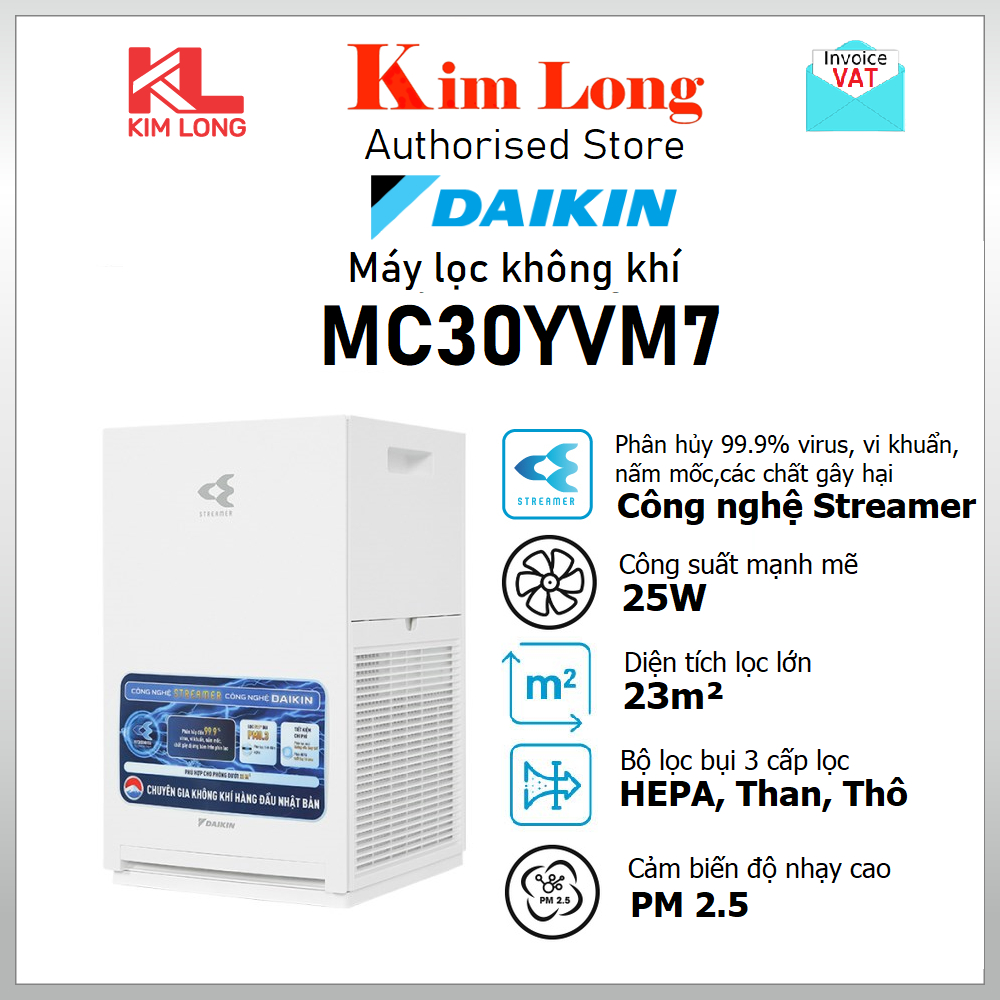 Máy lọc không khí Daikin MC30YVM7 Lọc 23m2 Công nghệ Streamer - Bảo ...