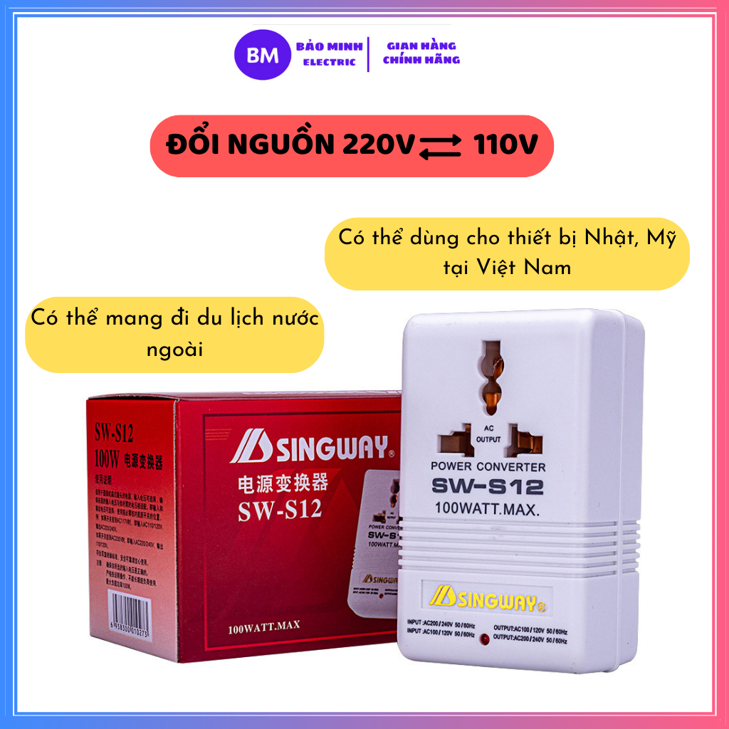 Bộ Chuyển Nguồn Điện 2 Chiều Từ 220v Sang 110v Hoặc 110v Sang 220v Singway100 - Bộ đổi nguồn ...