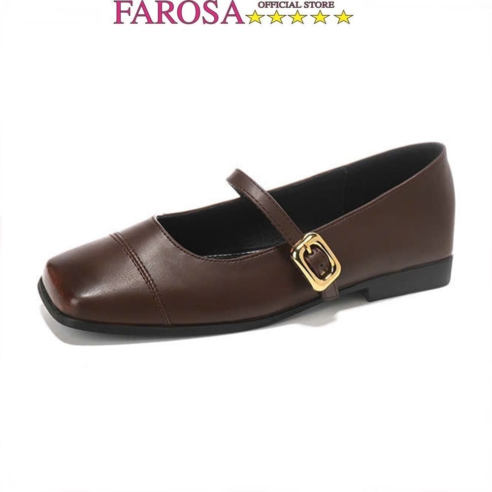 Giày búp bê nữ da mềm FAROSA -FH78 giày đế bằng nữ phối mũi quai cài ...