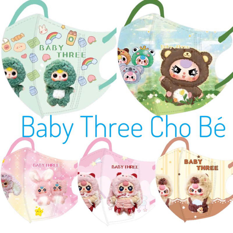 Baby Three 2 Size Từ 0-8 Tuổi [Túi 10/50 Cái] Khẩu Trang Hoạ Tiết In ...