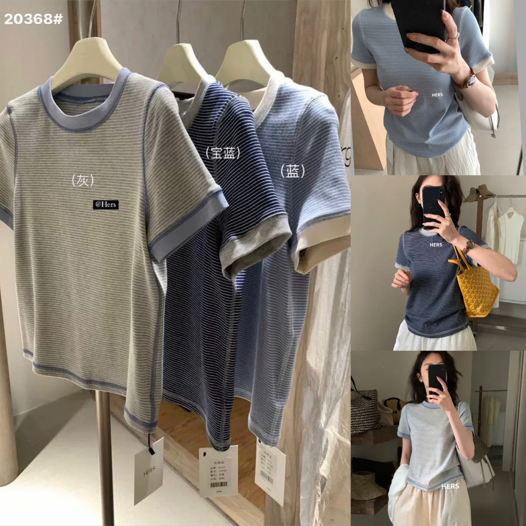 𝐍𝐠𝐨𝐜𝐚𝐧𝐡𝟔𝟗𝟓𝟗 HERS A365 Áo thun kẻ loại 1 phong cách tiểu thư sang trọng ...