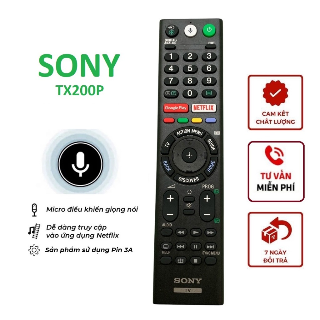 Điều khiển tivi Sony giọng nói, remote sony TX200P voice - Hàng mới100 ...