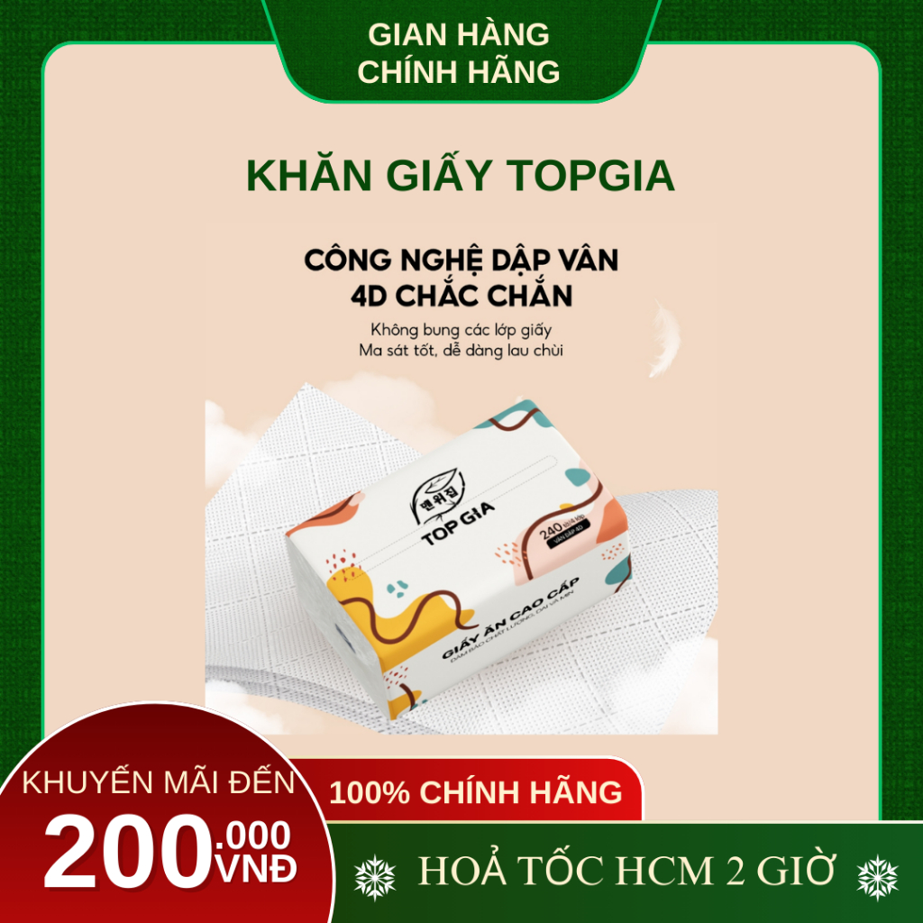 Khăn Giấy Ăn Topgia Đa Sắc 7 Màu Cao Cấp 240 Tờ 4 Lớp | Shopee Việt Nam