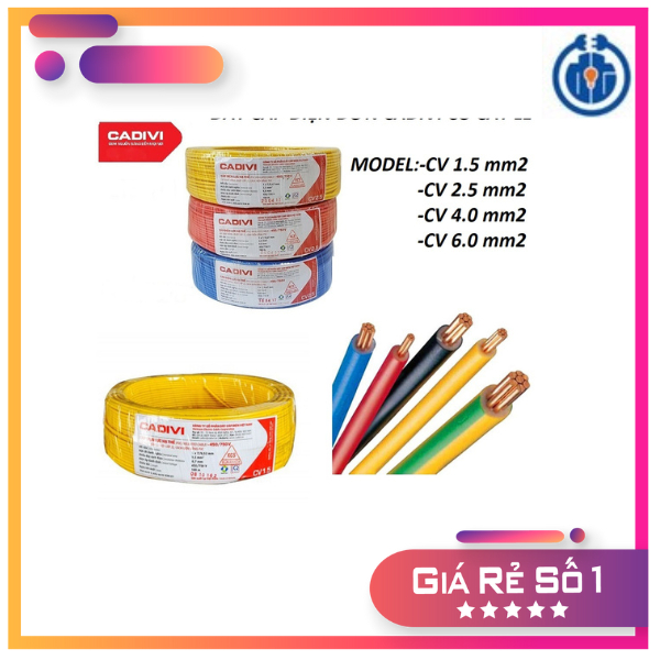 Dây cáp điện đơn cadivi CV 1.0, 1.25,1.5 ,2.5 ,3.5 ,4.0, 5.5 ,6.0 , 8.0 mm2 - cuộn 100 mét ...