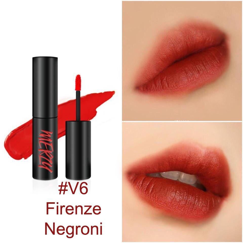 Son Kem Merzy The First Velvet Tint V6 Firenze Negroni đỏ nâu (Vỏ Đen ...