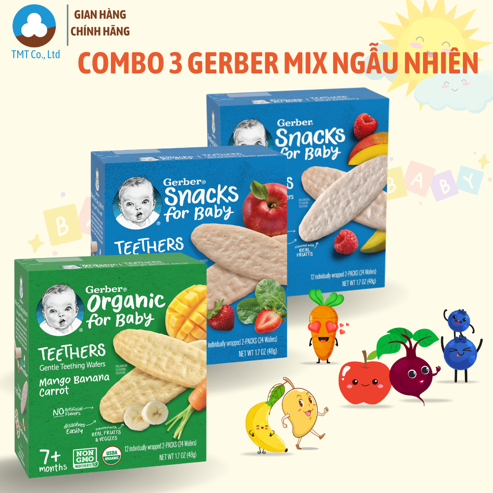 Combo 3 hộp bánh ăn dặm Gerber mix 3 vị khác nhau | Shopee Việt Nam