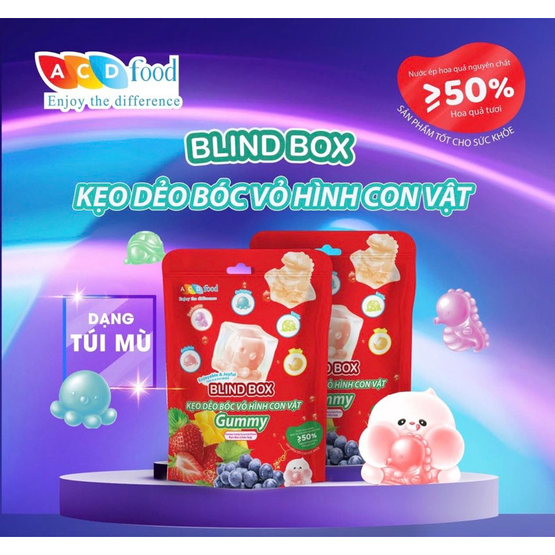 KẸO DẺO TRÁI CÂY BÓC VỎ HÌNH CON VẬT BLIND BOX ACD FOOD 65G/ KẸO DẺO ...