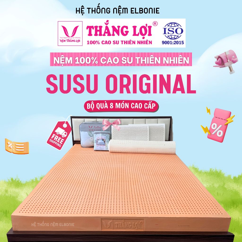 Nệm Cao Su Thiên Nhiên Susu Original Thắng Lợi - Bộ Quà 8 Món Cao cấp ...