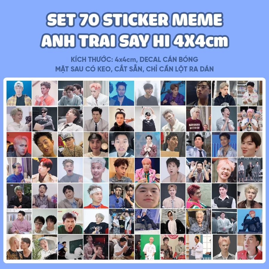 SET 70 Sticker niêm phong MEME ANH TRAI SAY HI • Hình dán MEME ANH TRAI ...