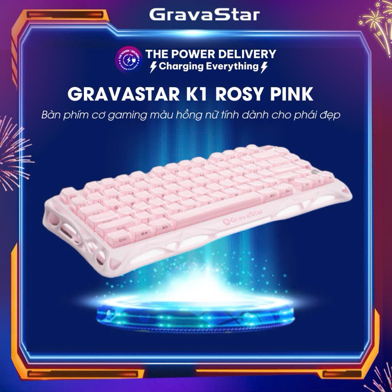 Bàn phím cơ gaming Gravastar K1 Ross Pink, món quà ý nghĩa dành cho ...