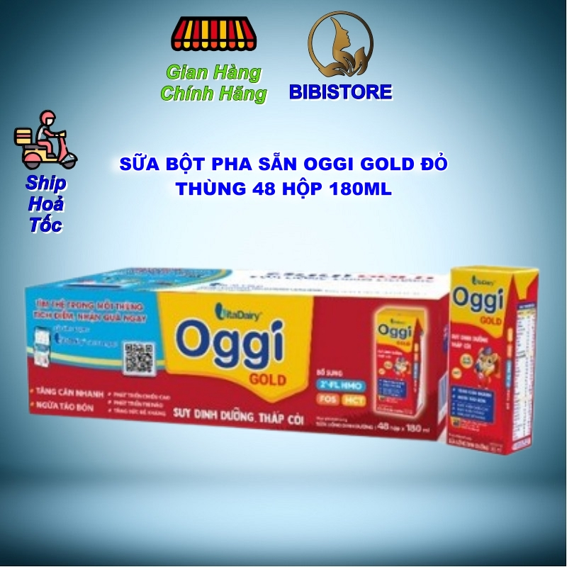 (Tặng Quà Từ 2 Thùng) Thùng 48 Hộp 180ml Sữa Bột Pha Sẵn Oggi Gold ...