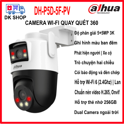 Camera IP Wifi 2 Mắt DaHua PiCoo Dual DH-P5D-5F-PV 10MP | DH-P3D-3F-PV 6MP - Xoay 360 Độ - Ngoài ...