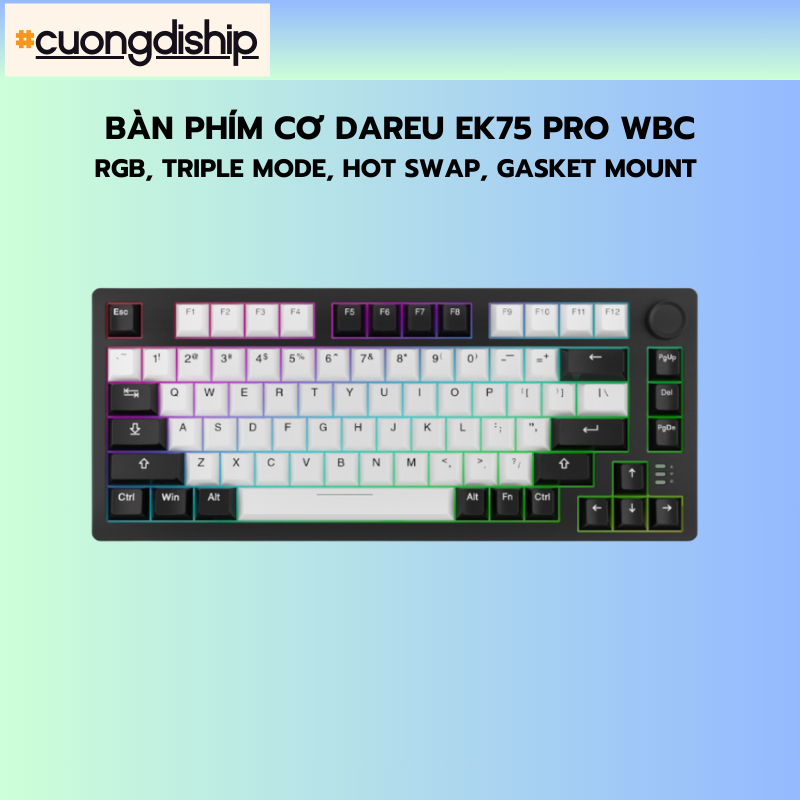 Bàn phím cơ không dây DAREU EK75 PRO WBC/ RGB/ Triple Mode/ Hotswap ...