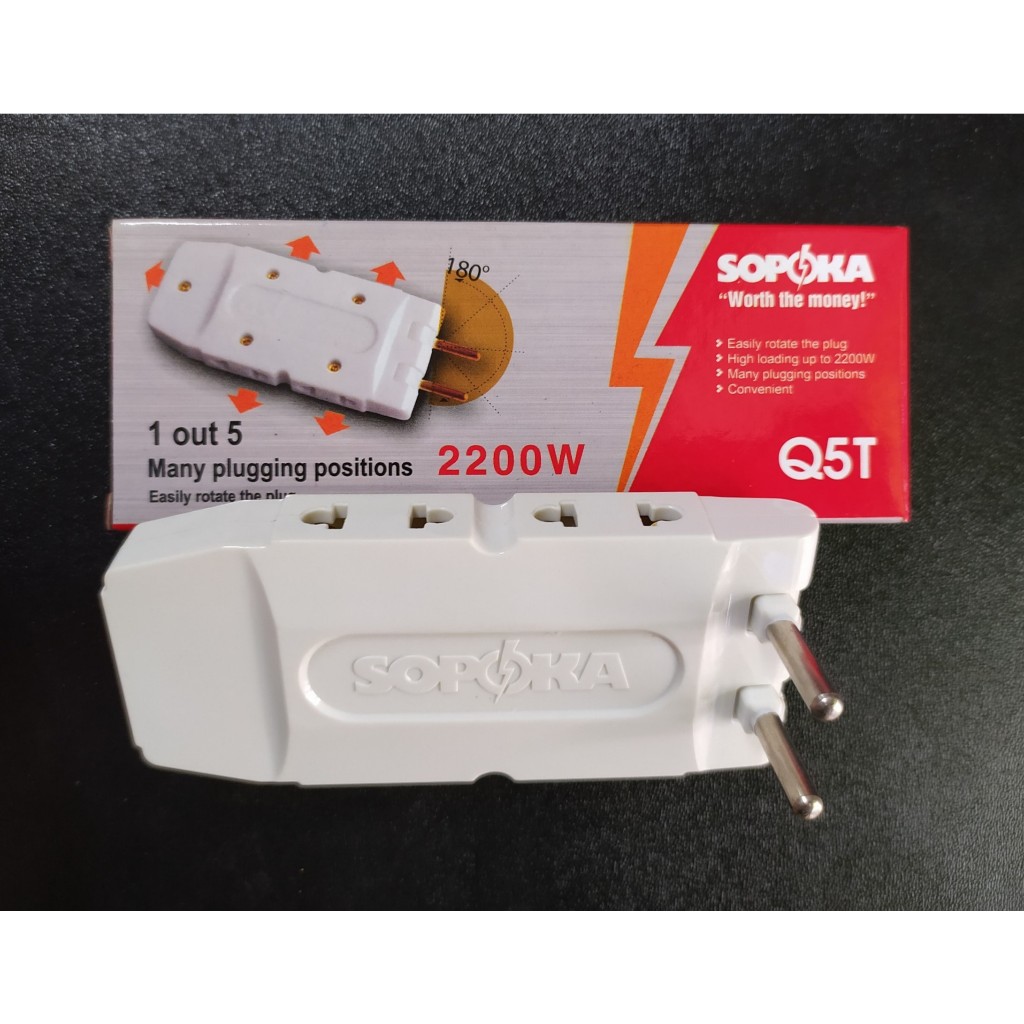 Ổ Chia Điện Sopoka Đa Năng Thông Minh Q3T-Q5T Thiết Kế Xoay 180 Độ - Phích cắm điện 1 ra 3/5 ...