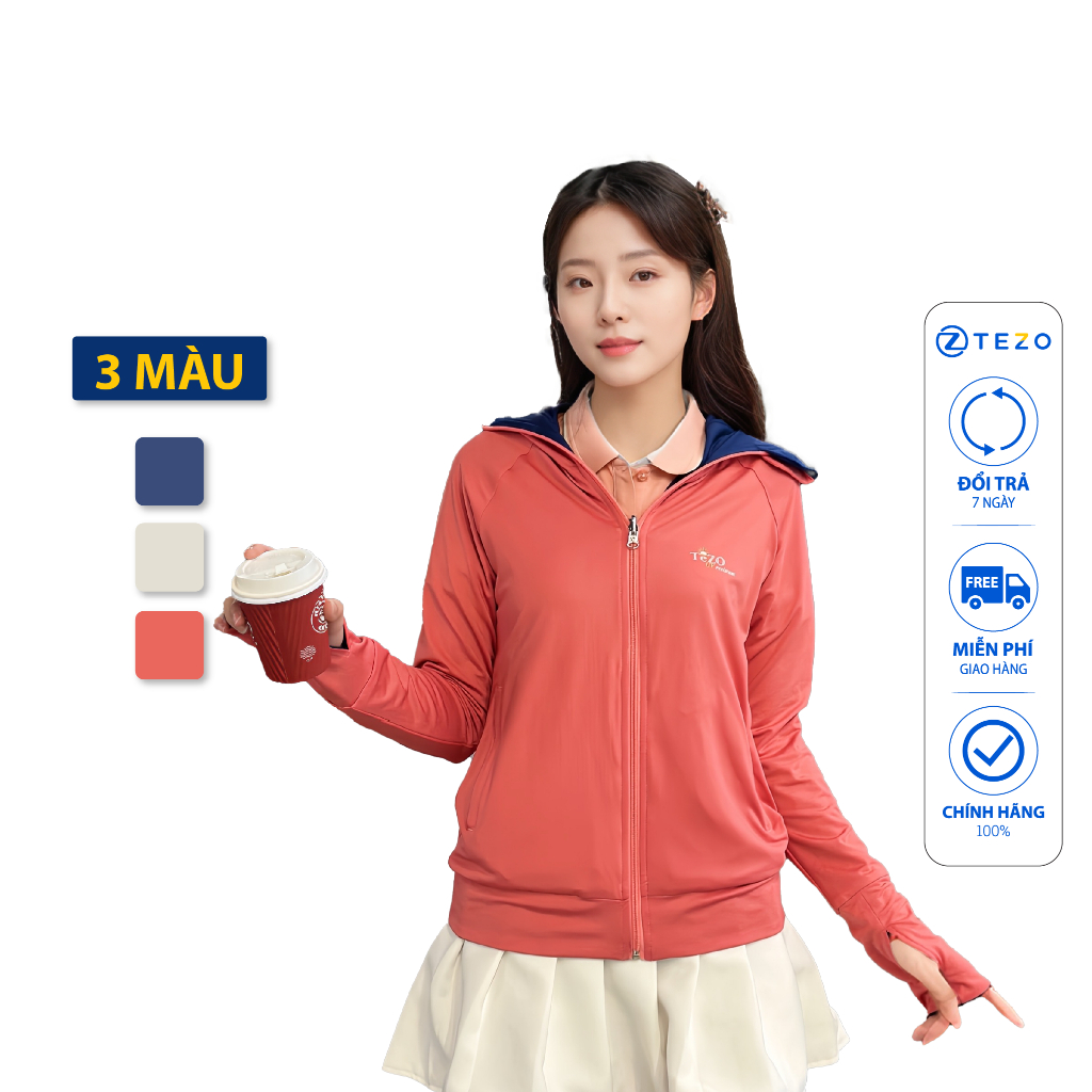 Áo chống nắng nữ Tezo 2 lớp thoáng khí thấm hút mồ hôi chống tia cực tím vượt trội 23ACNT008 ...