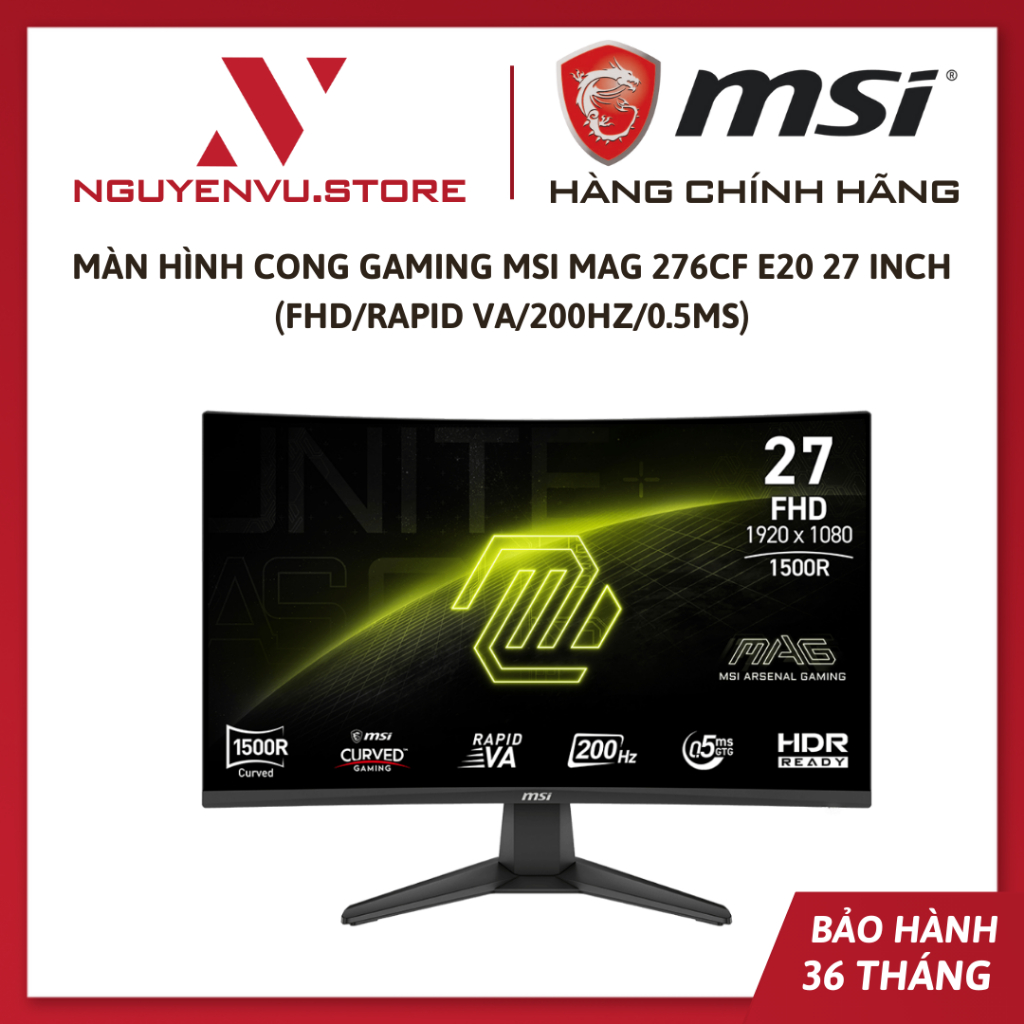 Màn hình cong gaming MSI MAG 276CF E20 27 Inch (FHD/Rapid VA/200Hz/0.5ms) / 275CF X24 27 Inch ...