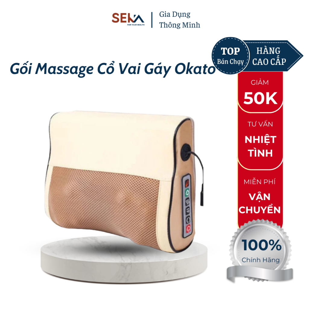 Gối Massage Cổ Vai Gáy Okato MS20 Hồng Ngoại 24W Giúp Lưu Thông Tuần ...