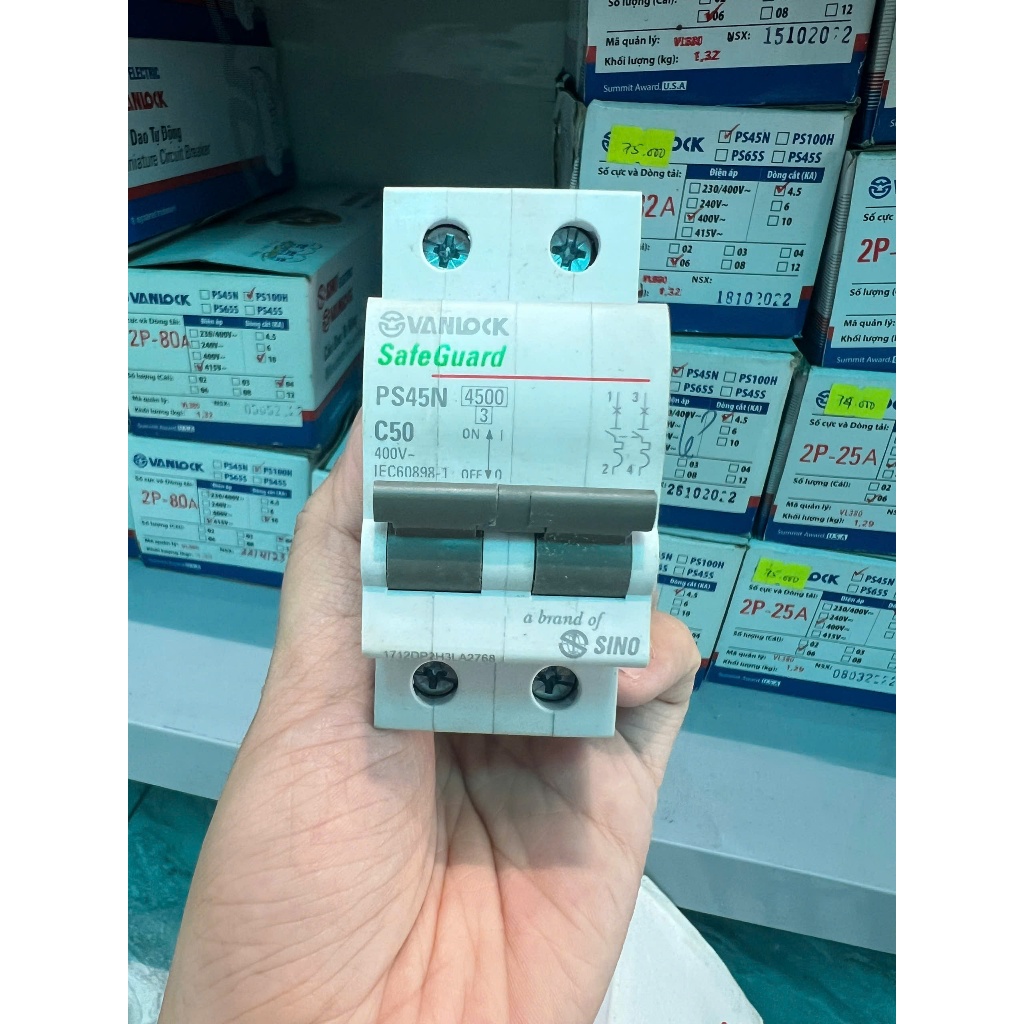 SINO - Cầu dao Aptomat CB 2P 2 Pha 2 tép Sino 10A 16A 20A 25A 32A 40A 50A 63A Cam kết chính hãng ...