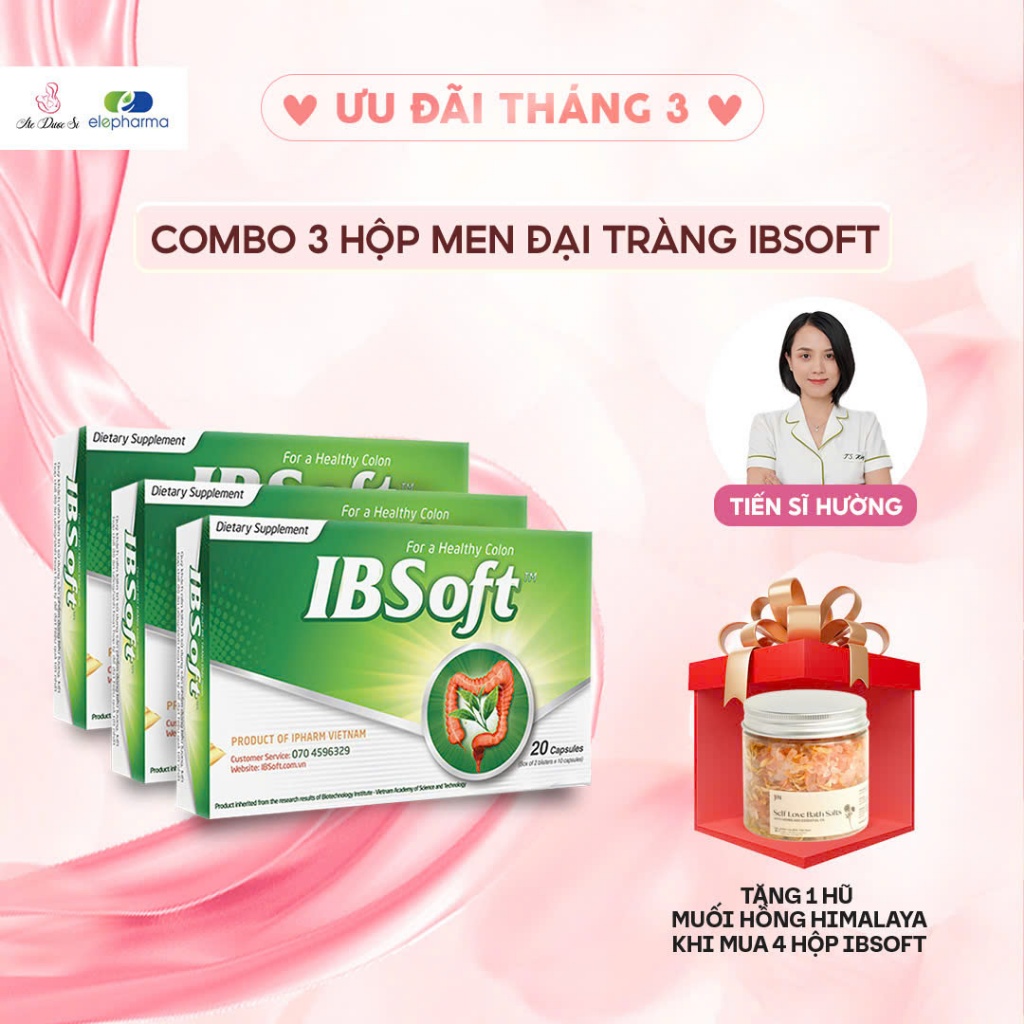 Combo 3 hộp viên uống hỗ trợ chức năng đại tràng IBSoft hộp 20 viên ...