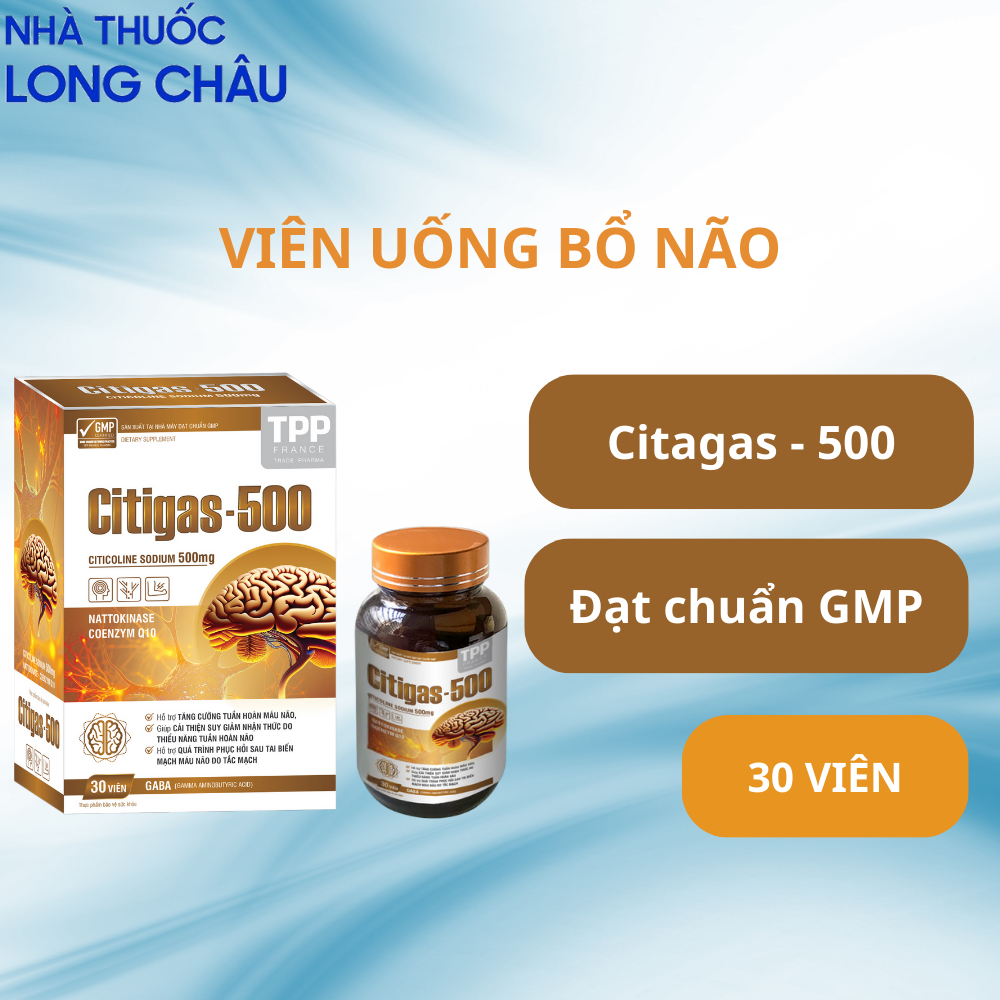 Viên Uống Bổ Não CITIGAS 500 - Cải Thiện Đau Đầu, Chóng Mặt, Mất Ngủ ...