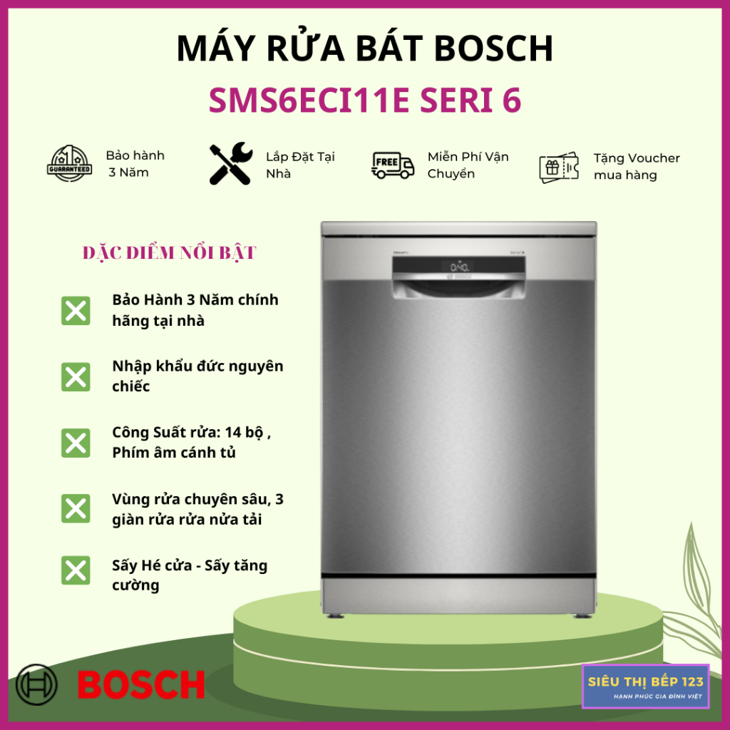 [NEW 2025] MÁY RỬA BÁT BOSCH SMS6ECI11E/SMS6ECI93E/SMS6ECC51E SERI 6 14 ...