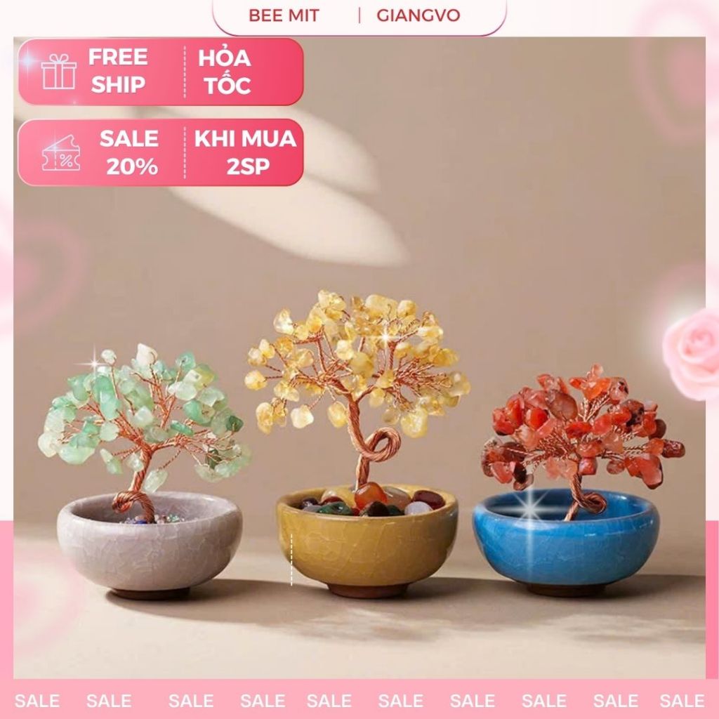 Cây Đá Vụn Thạch Anh Mini Để Bàn Mộc Giúp Thu Hút Tài Lộc ,Cải Thiện ...