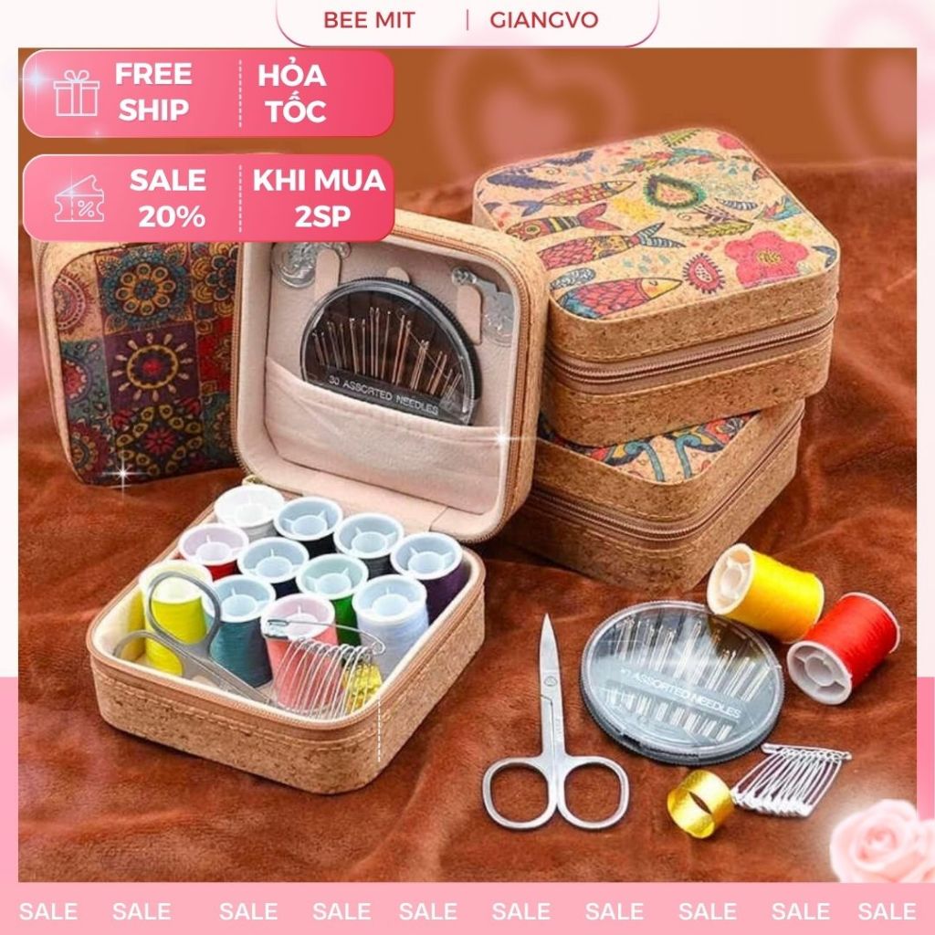 Hộp Đựng Kim Chỉ VINTAGE Sét 17 Món Nhỏ Gọn , Thông Minh Kéo Khoá ...