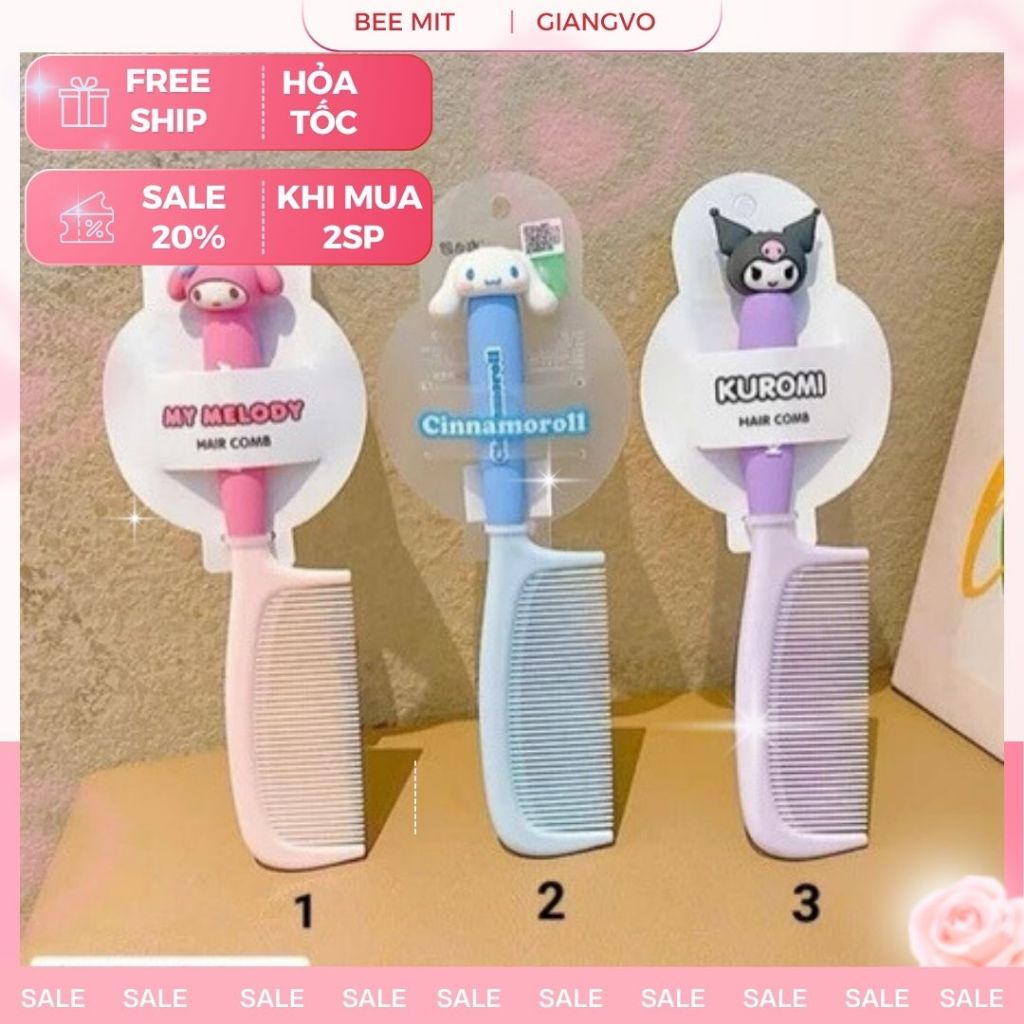 Lược chải tóc cho bé siêu xinh hình kuromi , melody chất liệu nhựa an ...