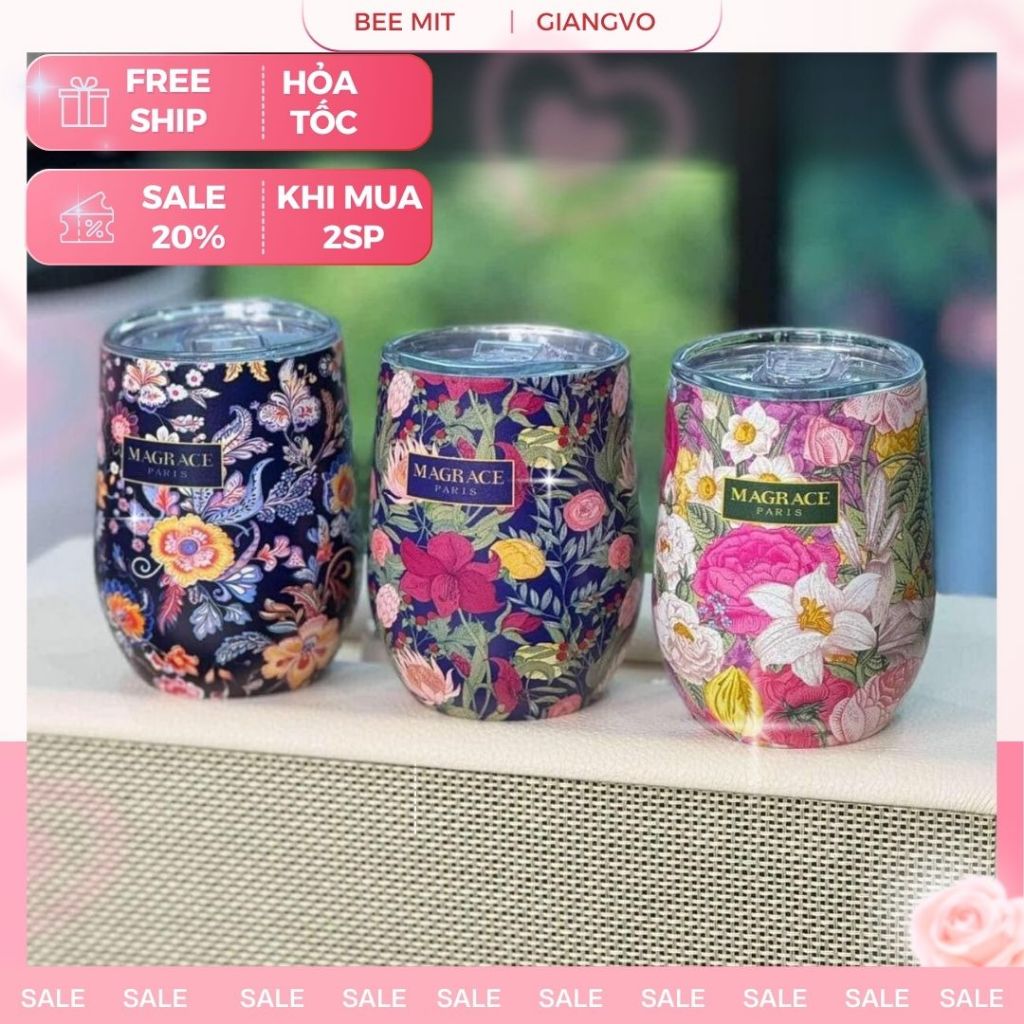 Cốc Giữ Nhiệt 400ml Chính Hãng Nhà Magrace Phong Cách Hoa Vintage Cổ ...