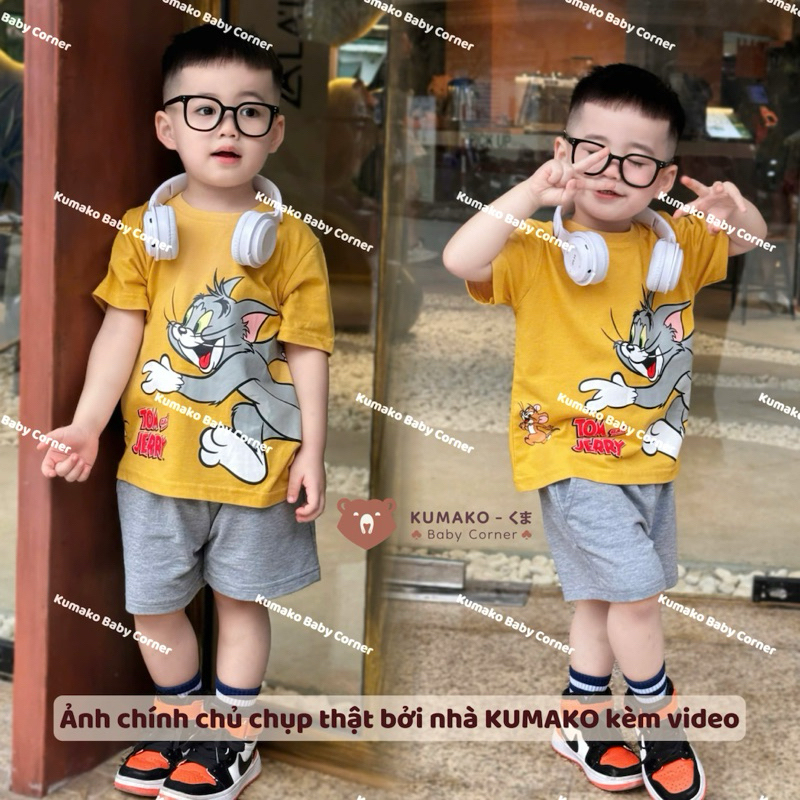 [10-28kg] Bộ Đồ Hè Bé Trai Tom&Jerry Vàng Xám @minibebe Áo Cotton 100% ...